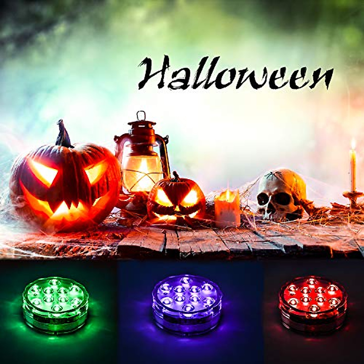 4pack LED Pumpkin Lights with Remote for Halloween Decorations, Color Changing Waterproof LED Lights for Party Glass Vase Easter Decoration