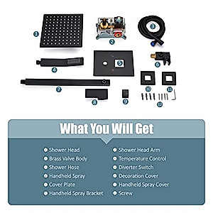 Aolemi Matte Black 10 Inch Rainfall Shower System Shower Head Combo Set with Handheld Shower Rough-In Valve Included Bathroom Shower Wall Mount Mixer Faucet