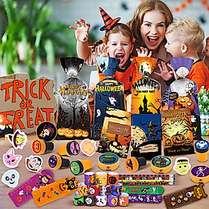 APROAT 216pcs Halloween Goodie Bag Fillers,Bulk Halloween Party Favors For Kids, Halloween Favors for School Stationery Set, Halloween Treats Non Candy,Halloween Prizes