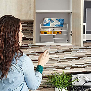 Home Basics 3 Tier Heavy Duty Kitchen Countertop or Cabinet Wrap Organizer for Food Wrap, Foil, Wax Parchment Paper, Plastic Bags White Finish