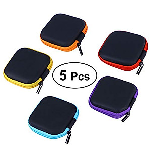 Earphone Case Headphone Case, 5pcs Pouch Headphones Travel Organizer Case Earphone Storage Box Earbuds Carrying Pouch Random Color USB Headset Square Reader Case