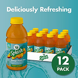 V8 Splash Mango Peach Flavored Juice Beverage, 16 FL OZ Bottle (Pack of 12)