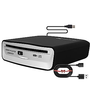 External Universal CD Player for Car - LEHWEY Portable CD Player with Extra USB Extension Cable, Plugs into Car USB Port, Laptop, TV, Mac, Computer, for Android 4.4 and Above Navigation