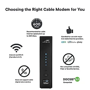 ARRIS SURFboard SBG7600AC2 DOCSIS 3.0 Cable Modem & AC2350 Wi-Fi Router | Approved for Comcast Xfinity, Cox, Charter Spectrum & more | Four 1 Gbps Ports | 800 Mbps Max Internet Speeds 2 Year Warranty