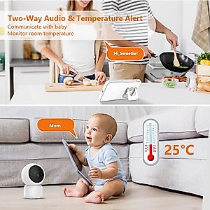 Vodeson 360 Camera Video Baby Monitor 5 ''display 1080P,Smart Vox Mode Wireless Baby Monitor with Camera and Audio,2-way Talk,night Vision, Infant Monitor No Need Wifi for Long Range Indoor Camera.