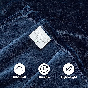 DREAMNINE Large Soft Plush Fleece Throw Blanket 60" x 80", Solid Shag Minky Lightweight Fuzzy Flannel Blanket for Bedroom, Luxury Washable Cozy Warm Velvet Blankets for Couch Sofa, Twin Size,Navy Blue