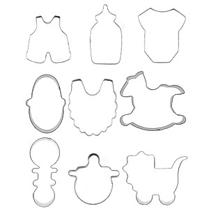 Baby Shower Series Cookie Cutters Set of 9 pcs, Stainless Steel Fondant Cutter Molds Baking DIY