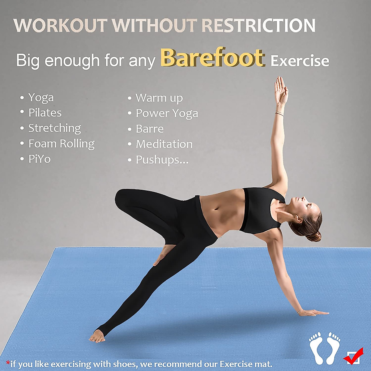 Gxmmat Large Yoga Mat 72"x 48"(6'x4') x 7mm for Pilates Stretching Home Gym Workout, Extra Thick Non Slip Anti-Tear Exercise Mat, Use Without Shoes