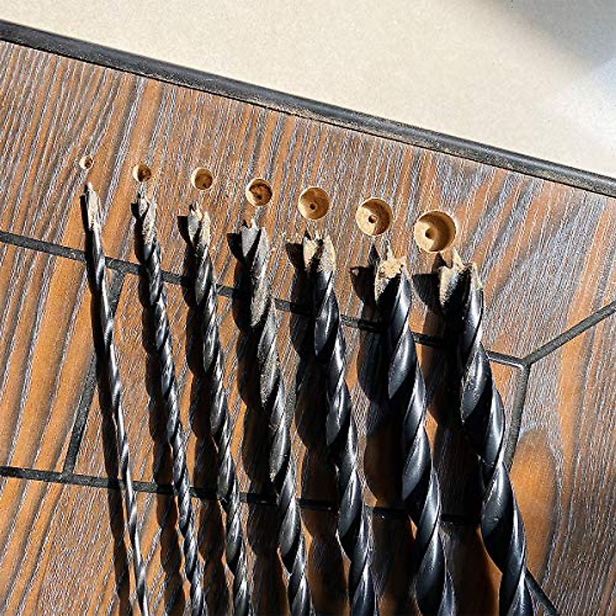 COMOWARE Extra Long Brad Point Drill Bit Set - 300mm Carbon Steel Wood Drill Bit Set for Hardwood, Plywood, Plastic, Aluminum, 7Pcs | 1/8'', 3/16'', 1/4'', 5/16'', 3/8'', 7/16'', 1/2'' (7 Pcs)