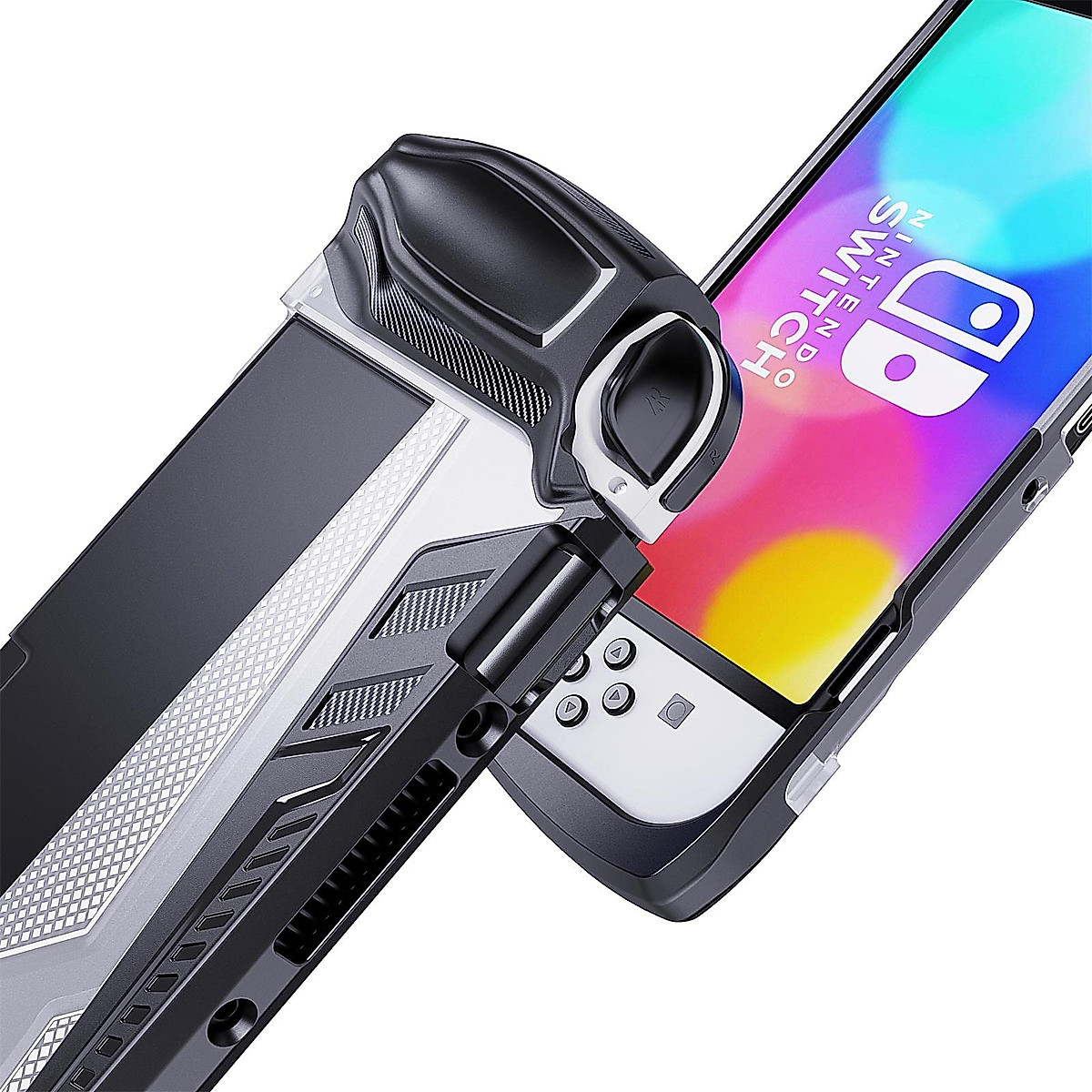 Benazcap Dockable Case Compatible with Nintendo Switch OLED Model 2021, Upgraded Protective Dockable Case Cover, Ergonomic Comfort TPU Grip Case for Nintendo Switch OLED Console and Joy-Con, Black