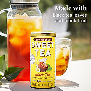 The Republic of Tea – Keto-Friendly Sweet Iced Black Tea, 8 Large Quart-Sized Iced Tea Pouches, Naturally Caffeinated