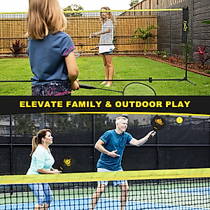 Fostoy Pickleball Set with Net, 17FT Portable Pickleball Net, 36-61in Adjusts All in one Pickleball Badminton Net Set with Pickleball Paddles and Badminton Rackets for All-Weather for Indoor Outdoor