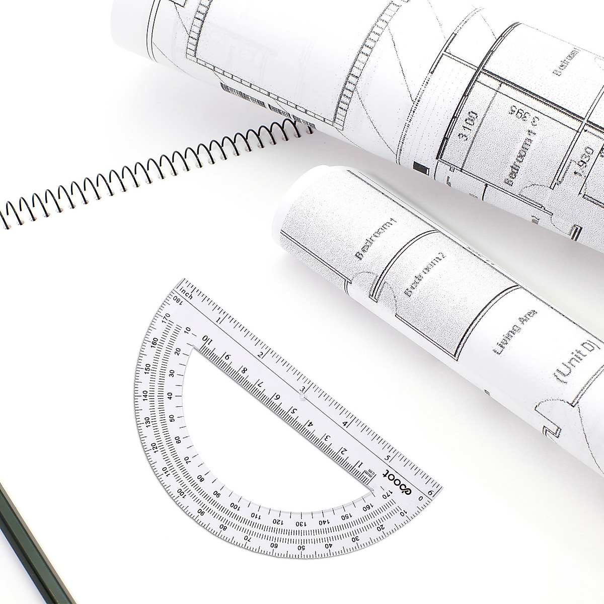 Plastic Protractor Math Protractors 180 Degrees, 6 Inch, Clear, Pack of 2