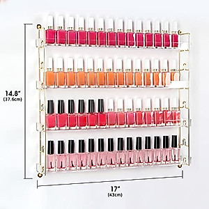 J JACKCUBE DESIGN 4 Tier Gold Nail Polish Organizer Ledge Shelf Rack, Wall Mounted Floating Storage Display Shelves for 56 Bottles Organizer Nail Polish Makeup Essential Oil Stand- MK488B