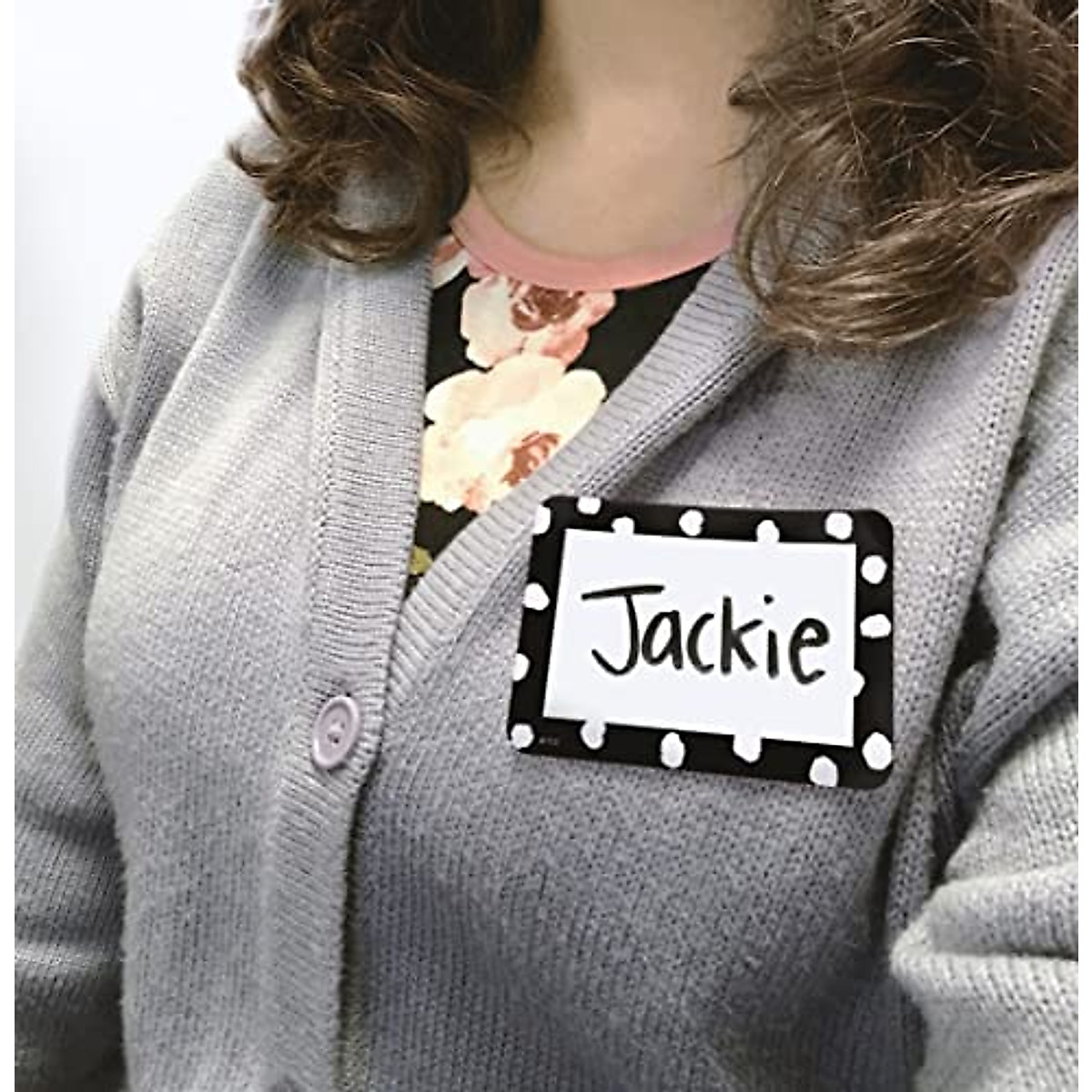 Black and White Painted Dots Name Tags/Labels - Multi-Pack