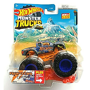 DieCast Hot Wheels Monster Trucks 2017 Ford Raptor F 150 38/75, 1:64 Scale Truck with Connect and Crash car