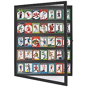 Americanflat 24x31 Baseball Card Display Case Lockable - Holds Up to 35 Collectible Cards - All-Star Collection - Wall Mount Trading Card Display Frame with Polished Plexiglass - Black Finish