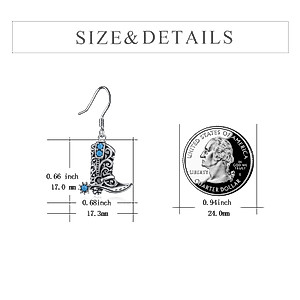 POPLYKE Sterling Silver Western West Cowgirl Texas Boots Earrings Cowgboy Turquoise Dangle Drop Earrings Boho Jewelry
