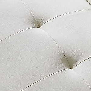 Lin-Utrend 67" Comfortable Velvet Couch，Convertible Sofa Bed, Living Room Sofas with Adjustable backrest and armrest, for Living Room, Apartment, Bedroom, Office, Shop(Beige)