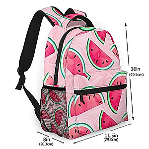 Dujiea Backpacks for Kids Pink Watermelon Slice Waterproof Book Bags for Laptop, Women Casual Daypacks School Rucksack Travel Backpack for Children Toddler 1th- 6th Grade Girls Boys
