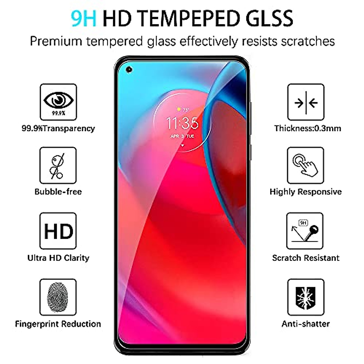[2+2 Pack] for Motorola Moto G Stylus 5G Screen Protector and Camera Lens Protector,9H Hardness Tempered Glass Film,with 2.5D Edge Protection,HD Clear [Anti-Scratch] [Bubble Free] Easy Installation