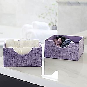 Household Essentials 2-Pack of Drawer Organizers, Sturdy Chipboard Wrapped In Soft Polyester Fabric, Stylish and Functional Storage Solution, 3” H x 6” W x 6” D, Iris