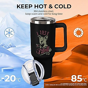 I Love My Pitbull 40oz Water Bottle Double Wall Insulated Tumbler with Handle Leakproof Travel Mug Black-style