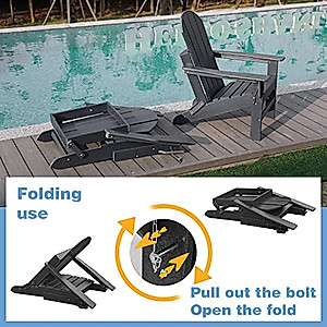 BIVODA Folding Adirondack Chair, Fire Pit Chairs, Outdoor HDPE Weather Resistant Adirondack Chair,Plastic Campfire Chair for Deck Backyard Patio Outdoor Poolside Porch Lawn Outside