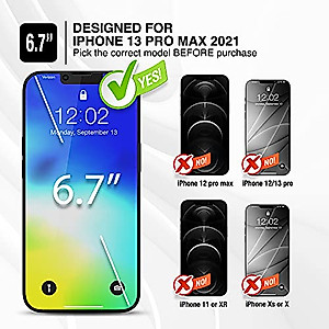TETHYS 3 Pack Glass Screen Protector Compatible with iPhone 13 Pro Max 2021 6.7 Inch, Case Friendly Tempered Glass Film 9H Hardness HD Shield (Guidance Frame included)