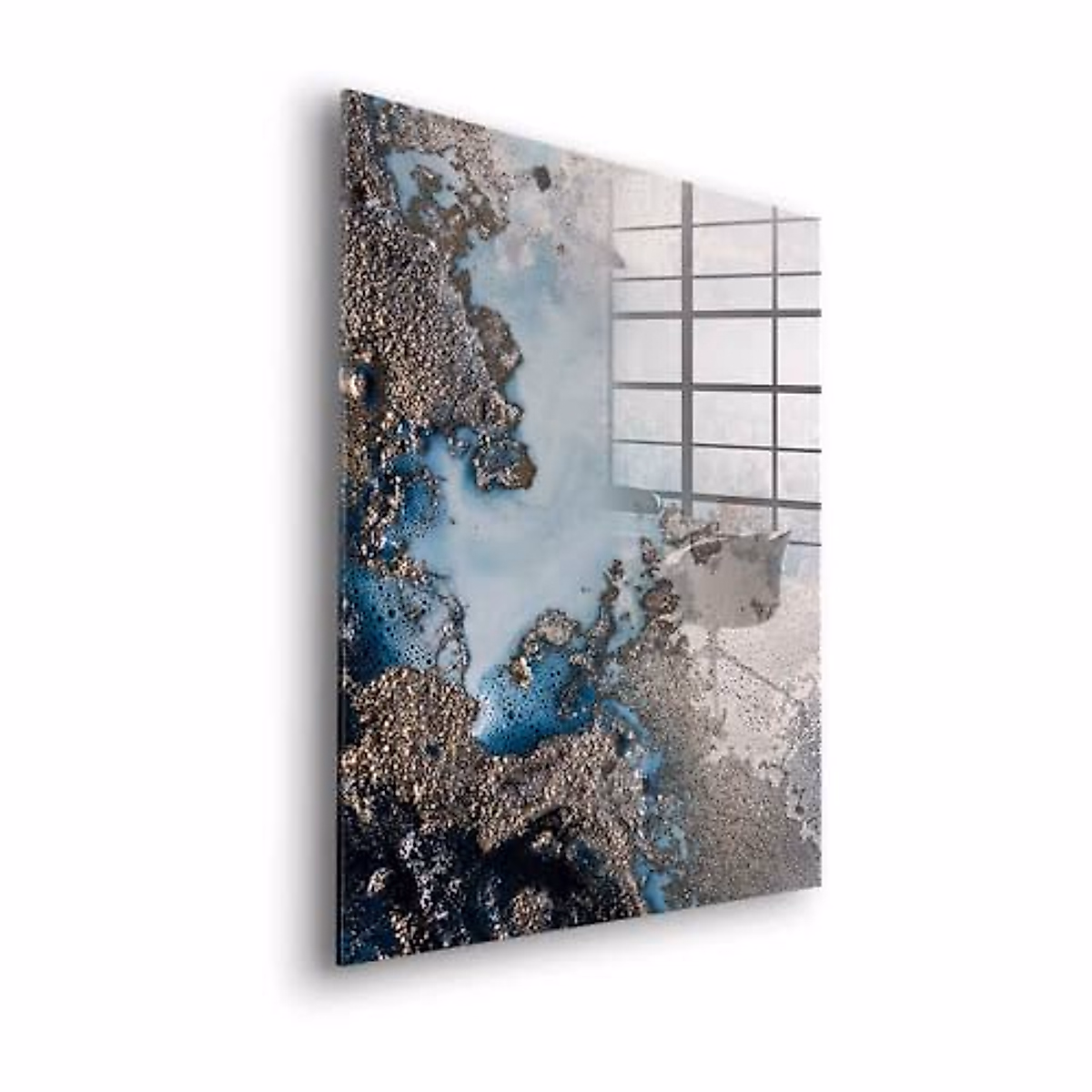 Acrylic Glass Picture Sea of Secrets Beige Abstract Art Modern Art Size 80 x 60 cm Silver