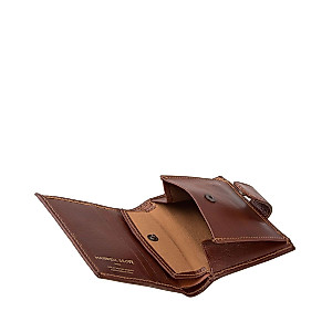 Maxwell Scott - Mens Compact Luxury Leather Mens Small Wallet with Button Fastener - Made in Italy - The Pietre Chestnut Tan
