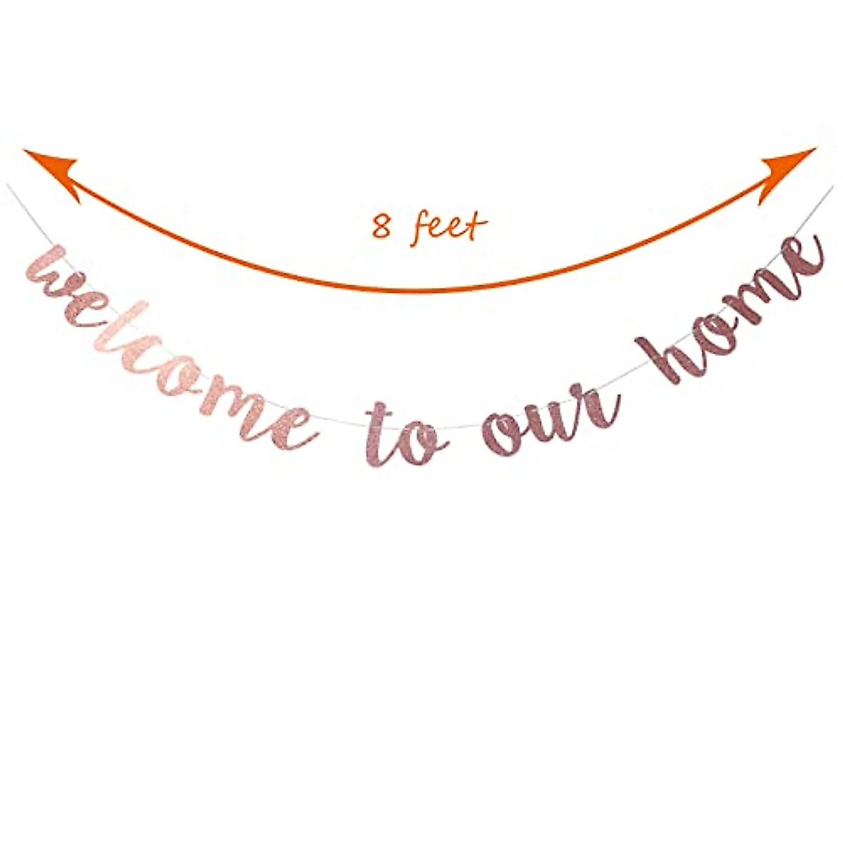 Starsgarden Glitter Rose Gold Welcome to Our Home Banner for Housewarming Patriotic Military Decoration Family Party Supplies Cursive Bunting Photo Booth Props Sign