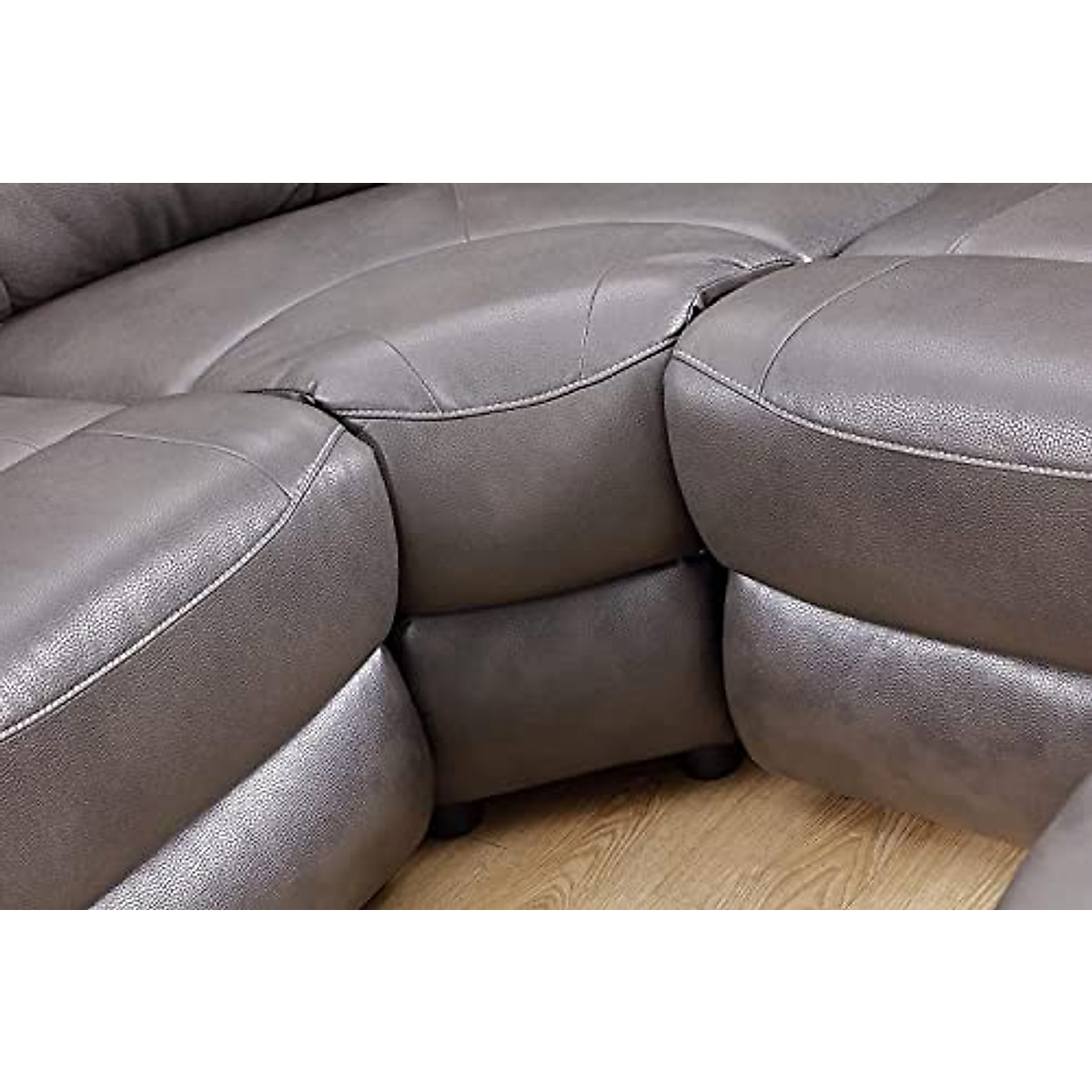 Blackjack Furniture Albany Leather Air Upholstered Living Room Reclining, Power Sectional Sofa, Dark Gray