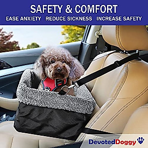Devoted Doggy Deluxe Dog Car Seat Fits Pets up to 20lbs, Dog Booster Seat, Padded Cushioning, Adjustable Straps, Metal Frame Encasing, Installs in Seconds, Collapsible Canvas and Easy to Clean