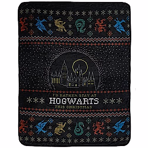 Northwest Harry Potter I'd Rather Stay at Hogwarts Holiday Plush Throw Blanket 46' x 60'
