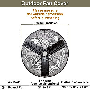 ELONGRIVER Industrial Fan Cover, Waterproof & Dustproof Cover for Wall Mount Fan, Pedestal Fan and Outdoor Fans in Heavy Duty Polyester