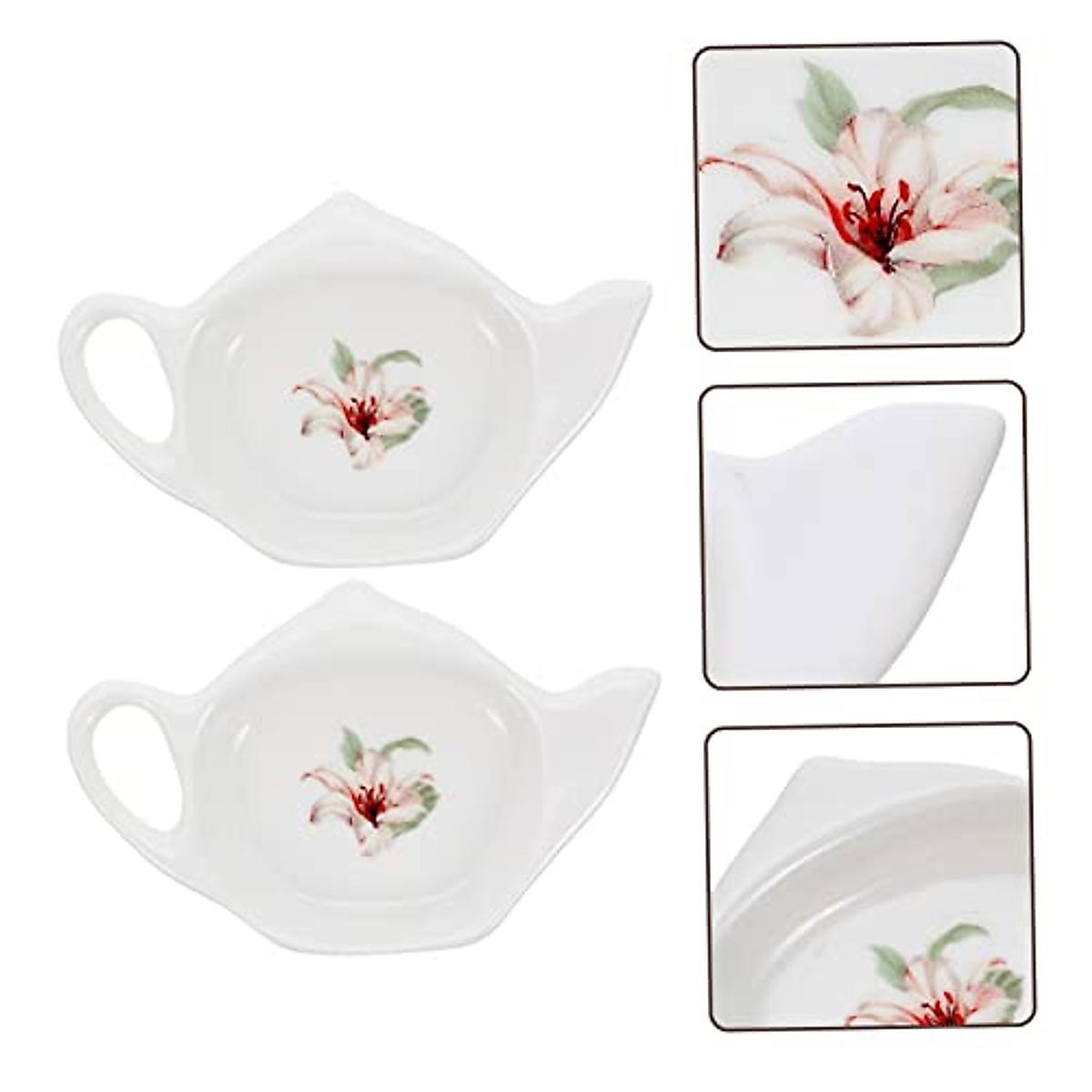 KICHOUSE 2pcs Tea Bag Saucer Ring Tray for Jewelry Keychain Holder Condiment Holder Tea Bag Holder for Cup Tea Bag Storage Tray Appetizer Plates Small Teabag Coasters Tea Coasters Container