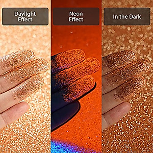 Lrisy Extra Fine Neon Punk Metallic Glitter Powder with Shaker Lid 140g/4.5oz, Bulk Glitter for Festivals,Art Nails,Body,Hair,Slime,Tumblesrs,Epoxy Resin and Craft. (Punk Cream Orange)
