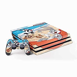 Skinit Decal Gaming Skin Compatible with PS4 Pro Console and Controller Bundle - Officially Licensed Warner Bros Looney Tunes Beach Design