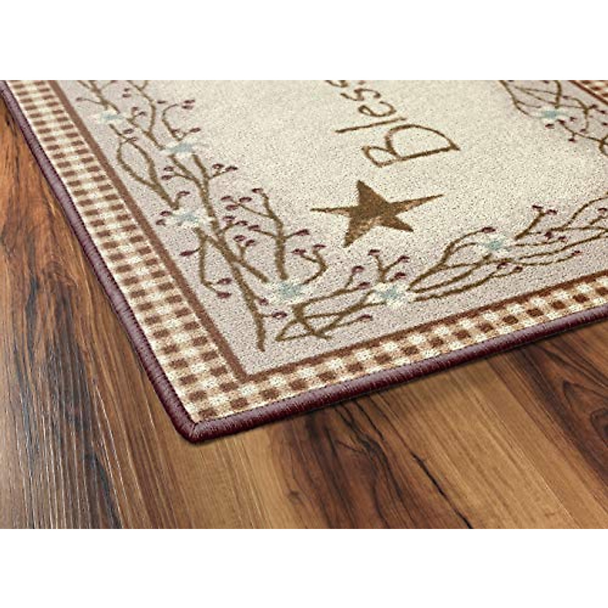 Brumlow Mills Bless Our Home Berry Blossoms Floral Welcome Door Mat for Entryway, Kitchen, or Home Décor Area Rug, 20" x 44", Deep Red