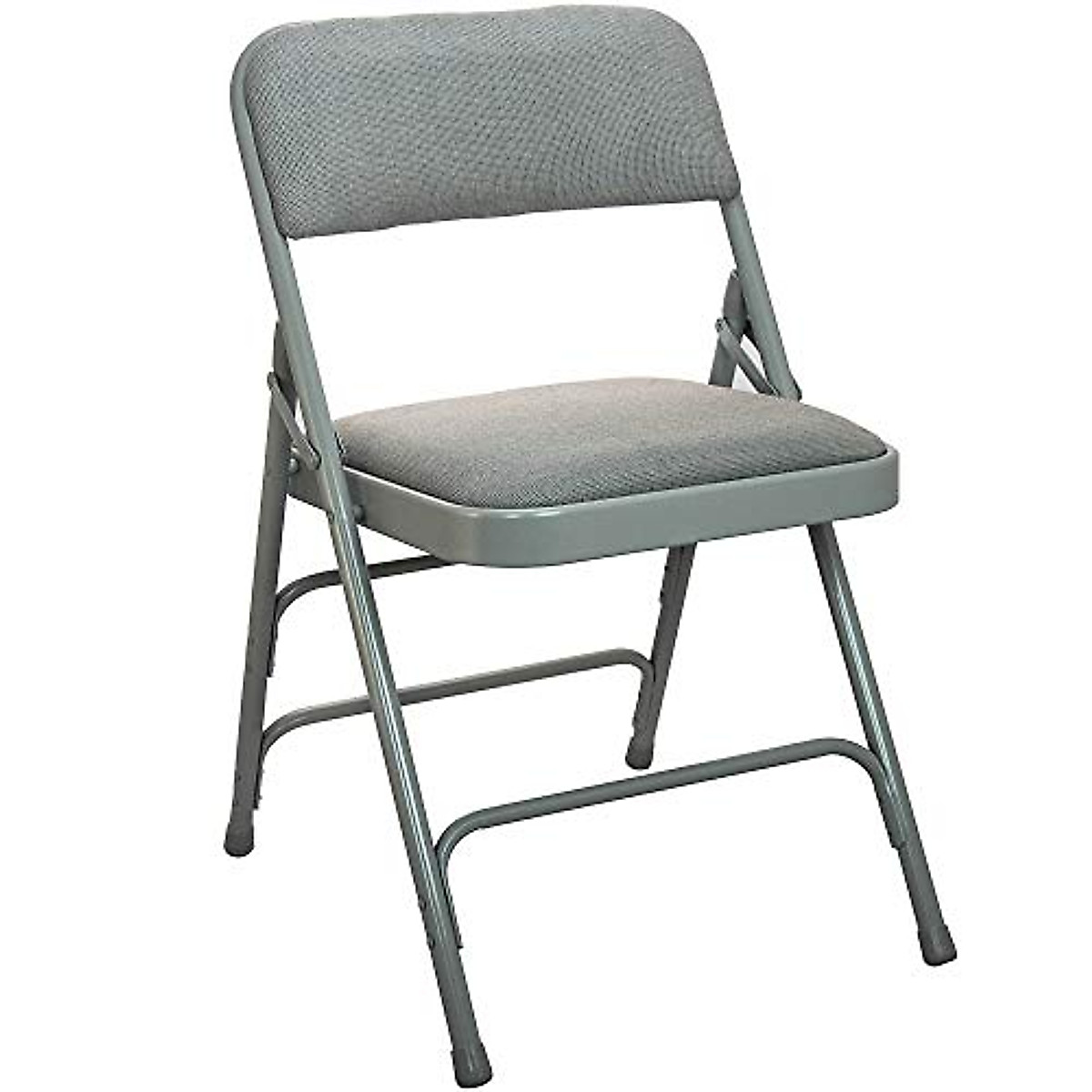 BizChair Grey Padded Metal Folding Chair - Grey 1-in Fabric Seat