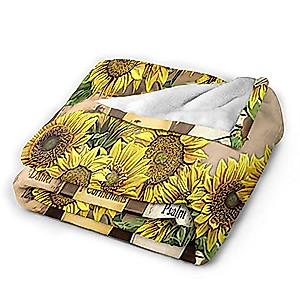 ASYOURWISH Sunflower Throw Blankets for Couch,Inspirational Quote God Says You are Hummingbird Design Cozy Luxury Rustic Farmhouse Colorful Yellow Flower Blue Purple Bottle Flannel Bed Blanket60 x50