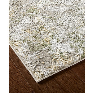 TOWN & COUNTRY LUXE Opaline Bold Marble Area Rug with Glam Metallic Ribbed Texture Pile, Sage Green, 7'10"x10'2"
