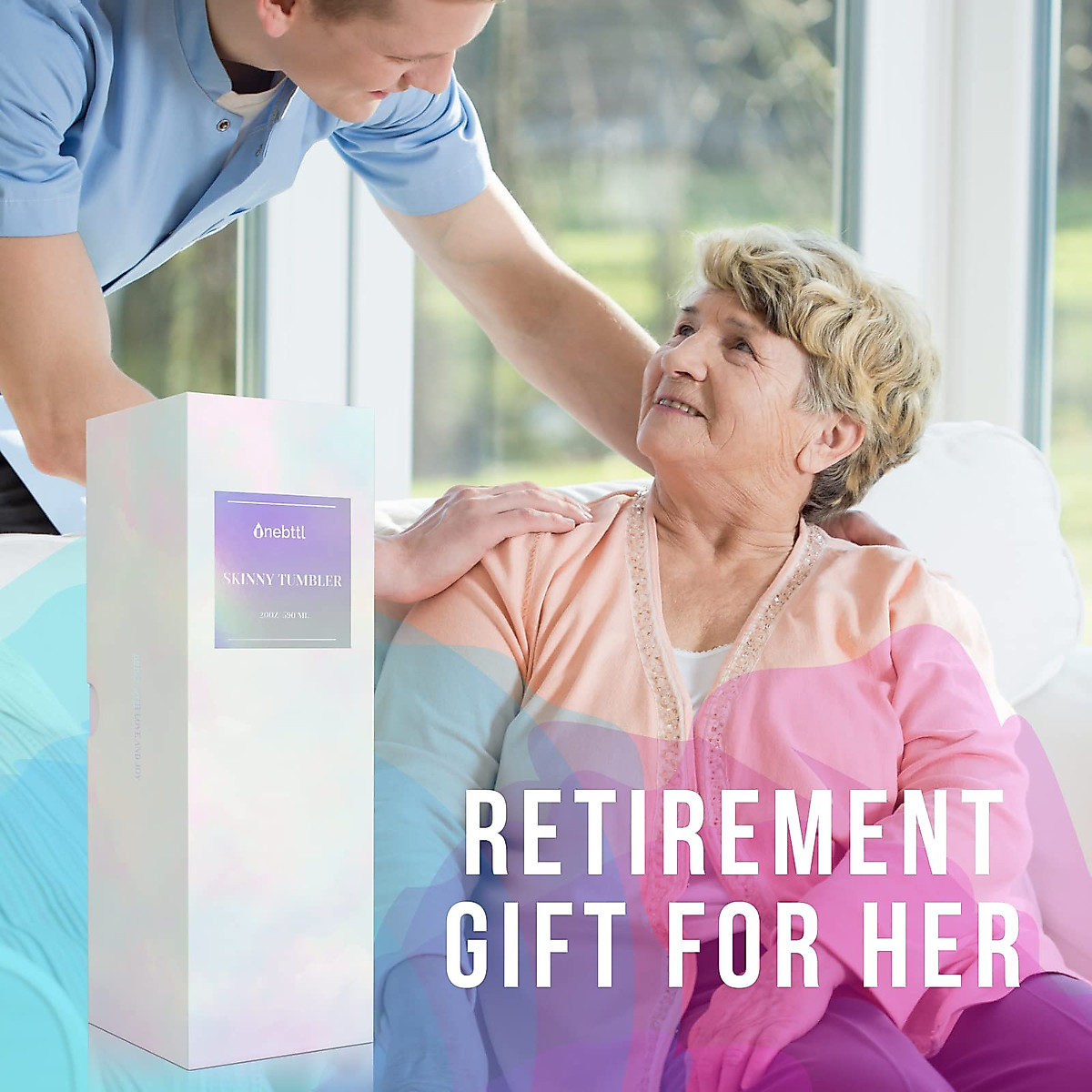 Onebttl Retirement Gifts for Women, Funny Retirement Tumbler 20oz, Retired Gifts for Coworkers, Grandma, Friends - Blue Purple (The Queen Has Retired)