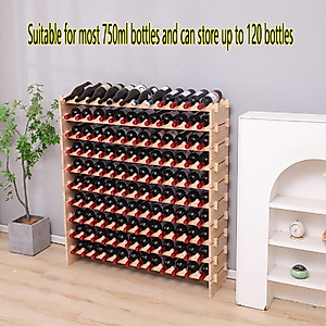 Wooden Stackable Storage Modular countertop Wine Rack Cabinet-Freestanding for Floor Wine Display Stand Holder (16bottle)