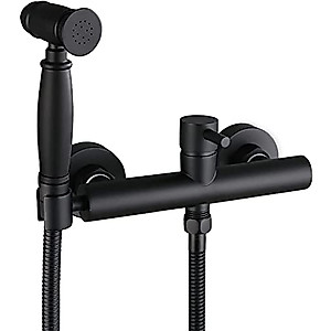 MINJING Handheld Bidet Sprayer for Toilet Black Baby Cloth Diaper Sprayer Hot and Cold Water Toilet Sprayer High Pressure Handheld Sprayer Kit, Brass, Wall Mounted