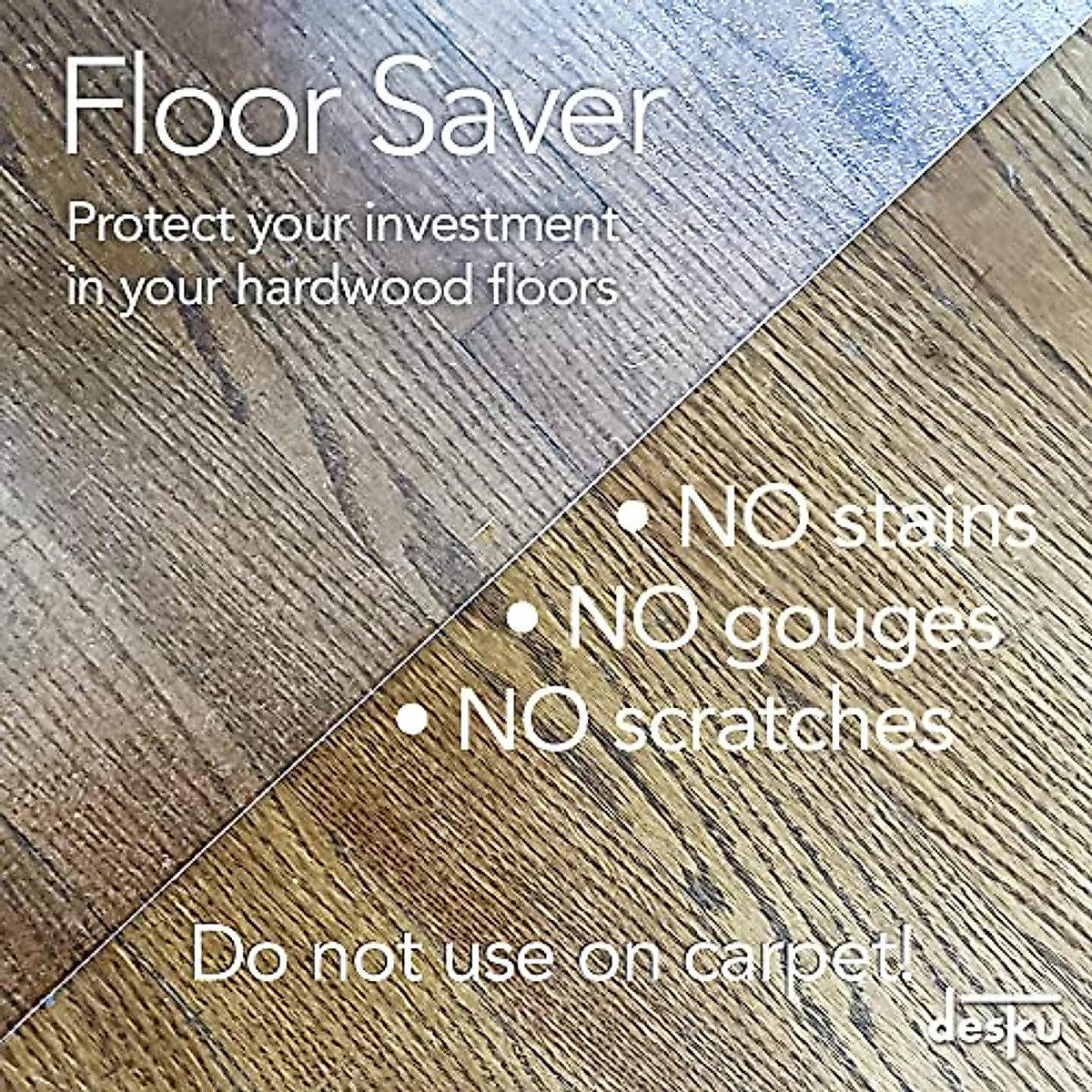 DESKU Office Desk Chair Mat – PVC Mat for Hard Floor Protection, Clear, 46 Inches x 60 Inches, Made in The USA, Home Office Supplies