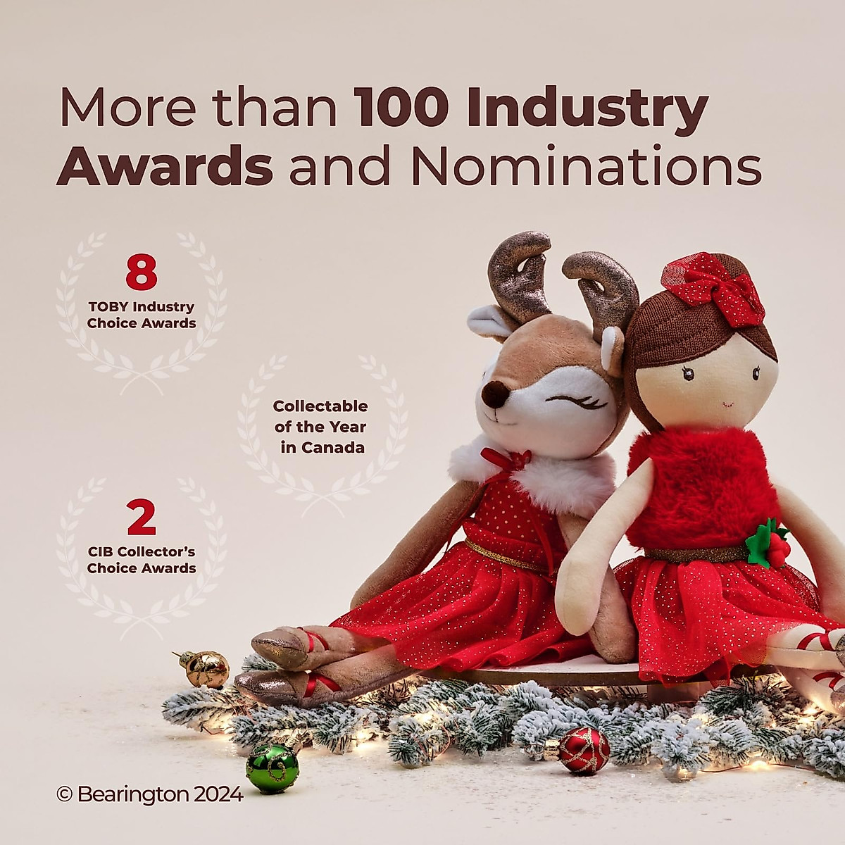 Bearington Reiny Plush Reindeer Stuffed Animal, 11.5 Inch Stuffed Reindeer Plush Toy, Ideal Christmas Stuffed Reindeer Gift for Toddlers, Kids & Teens