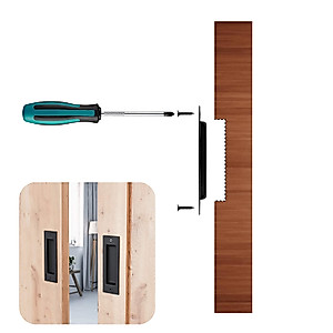 Auvotuis 8 Inch Sliding Barn Door Handle Black Modern Finger Slotted Pull Handle Heavy-Duty for Cabinets, Closet, Drawers, Gate