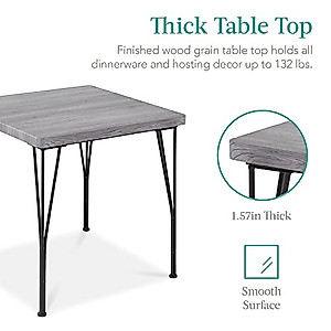 Best Choice Products 3-Piece Dining Set Modern Dining Table Set, Metal and Wood Square Dining Table for Kitchen, Dining Room, Dinette, Breakfast Nook w/ 2 Chairs - Gray